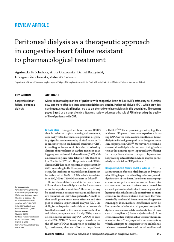 (PDF) Peritoneal dialysis as a therapeutic approach in congestive heart ...
