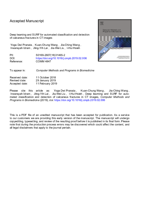 Pdf Deep Learning And Surf For Automated Classification And Detection Of Calcaneus Fractures