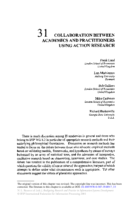 (PDF) Collaboration Between Academics and Practitioners Using Action ...
