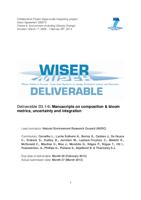 (PDF) Collaborative Project (large-scale integrating project)