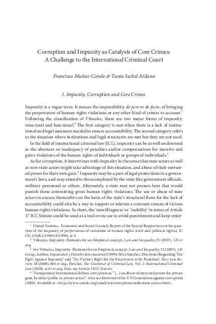(PDF) Corruption and Impunity as Catalysts of Core Crimes: A Challenge ...