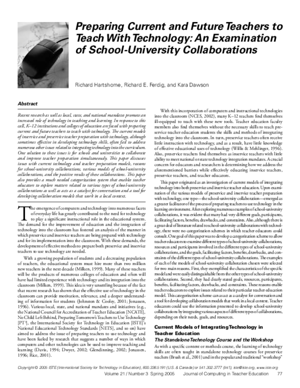 (PDF) Preparing Current and Future Teachers to Teach With Technology