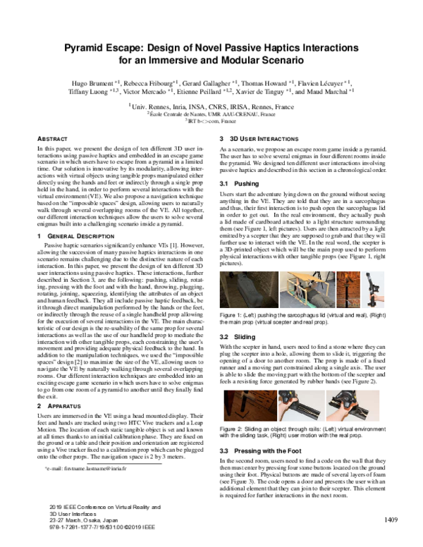 (PDF) Pyramid Escape: Design of Novel Passive Haptics Interactions for ...