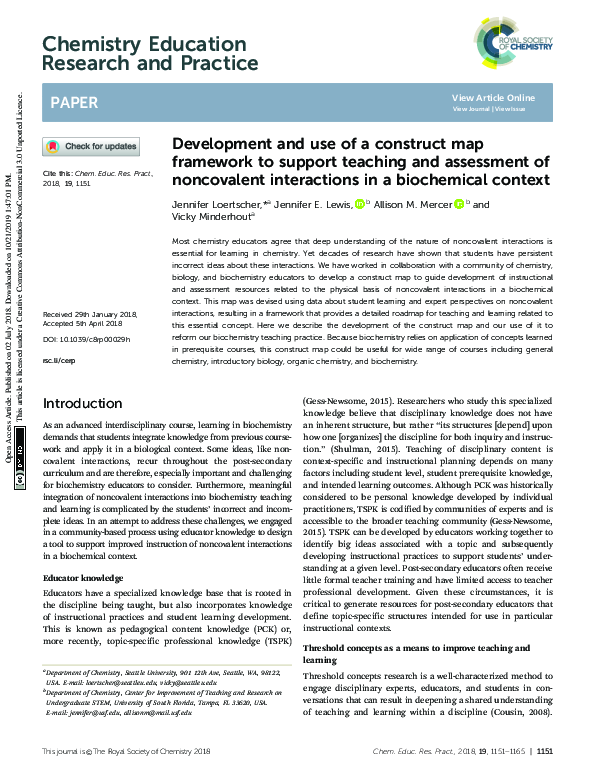 (PDF) Development and use of a construct map framework to support ...