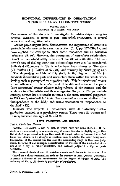 (PDF) Individual differences in orientation in perceptual and cognitive ...