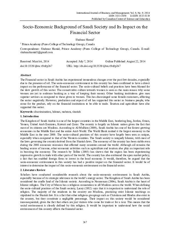 (PDF) Socio-economic Background of Saudi Society and its Impact on the ...