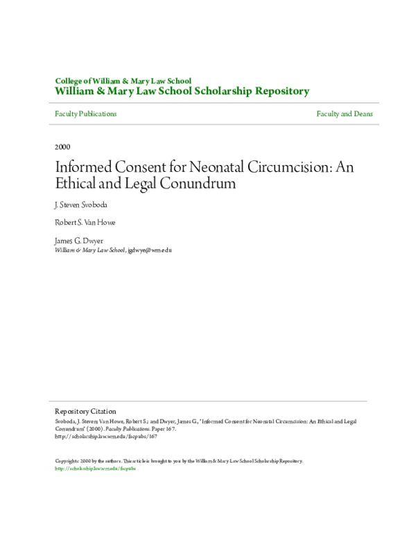 (PDF) Informed consent for neonatal circumcision: an ethical and legal ...