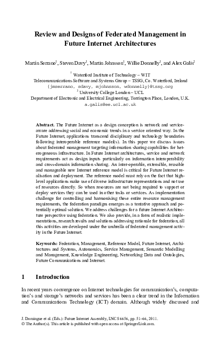 (PDF) Review and Designs of Federated Management in Future Internet ...
