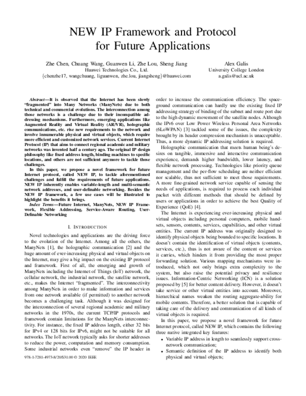 (PDF) NEW IP Framework and Protocol for Future Applications