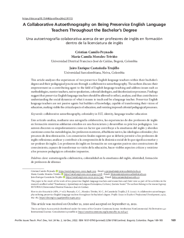 (PDF) A Collaborative Autoethnography on Being Preservice English ...