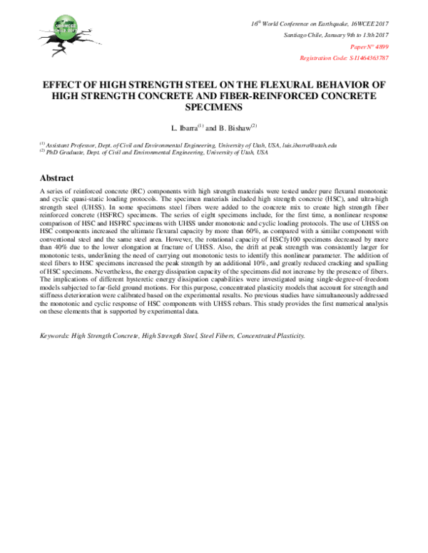 (PDF) Effect of High Strength Steel on the Flexural Behavior of High ...