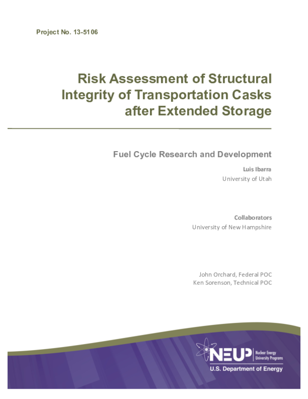 (PDF) Risk Assessment of Structural Integrity of Transportation Casks ...