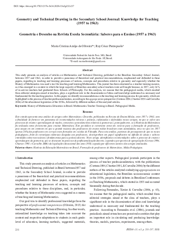 (PDF) Geometry and Technical Drawing in the Secondary School Journal ...
