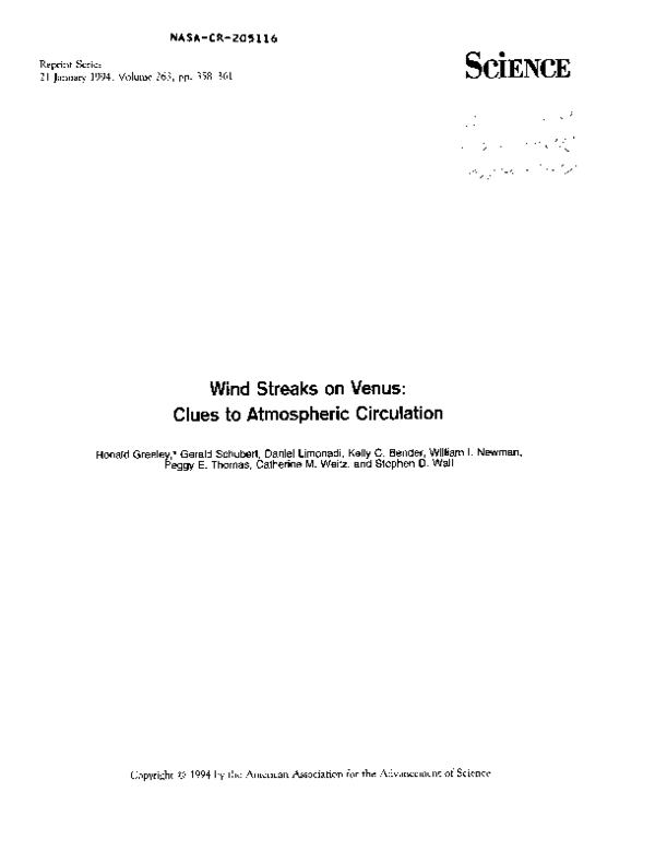 (PDF) Wind Streaks on Venus: Clues to Atmospheric Circulation