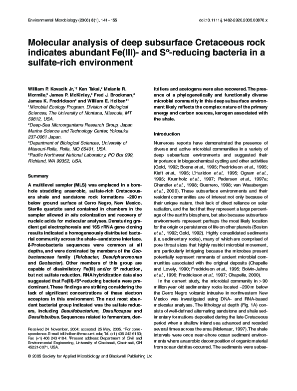 (PDF) Molecular analysis of deep subsurface Cretaceous rock indicates ...