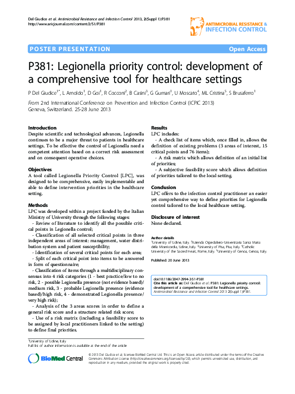 (PDF) P381: Legionella priority control: development of a comprehensive ...