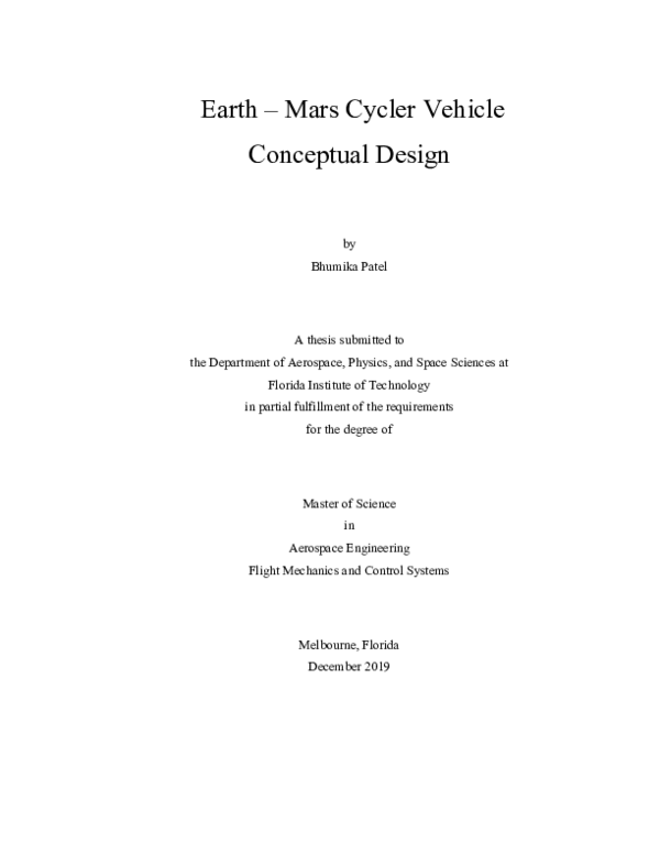 (PDF) Earth – Mars Cycler Vehicle Conceptual Design | Andrew Aldrin ...