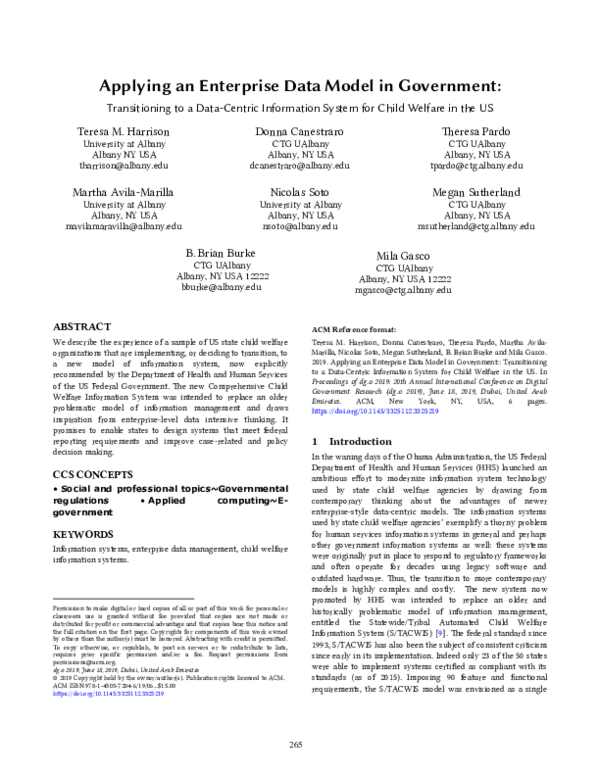 (PDF) Applying an Enterprise Data Model in Government