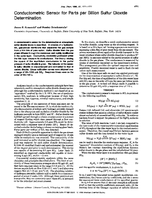 (PDF) Conductometric sensor for parts per billion sulfur dioxide ...