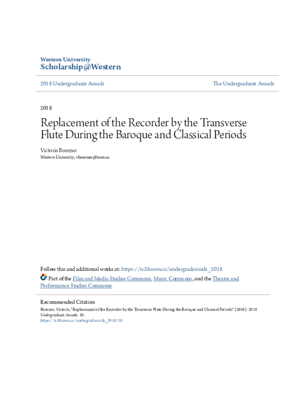 (PDF) Replacement of the Recorder by the Transverse Flute During the ...