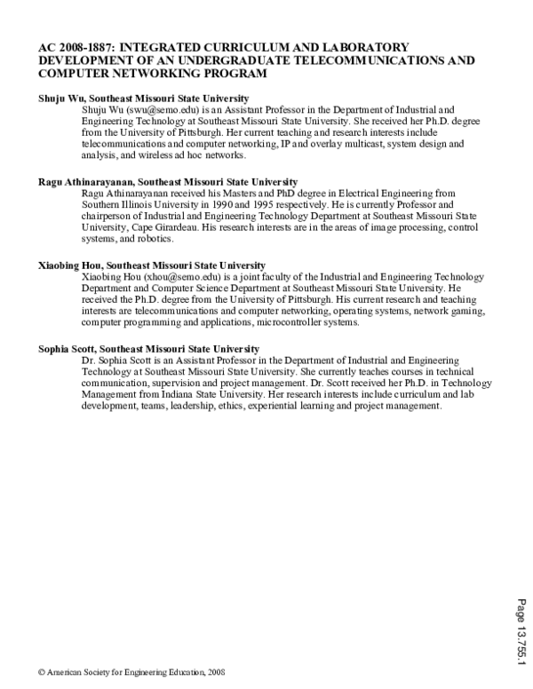 (PDF) Integrated Curriculum And Laboratory Development Of An ...