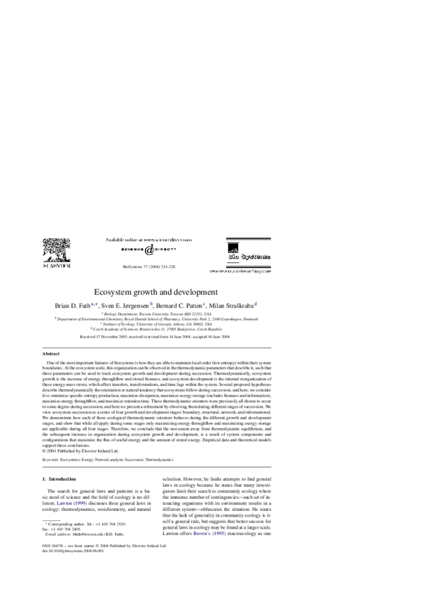 (PDF) Ecosystem growth and development