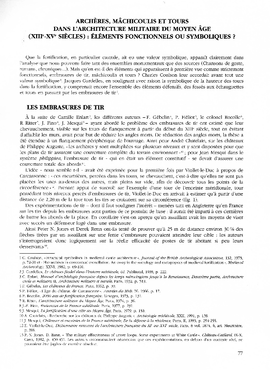 (PDF) Archères, mâchicoulis et tours dans l'architecture militaire du ...