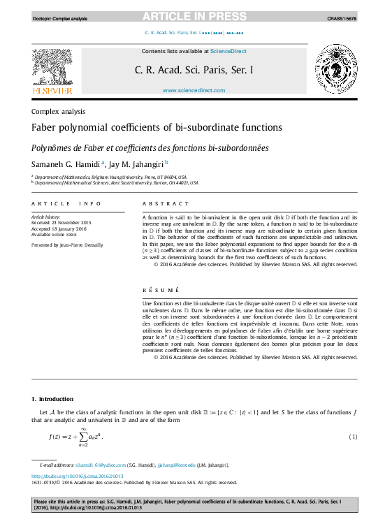 Pdf Faber Polynomial Coefficients Of Bi Subordinate Functions