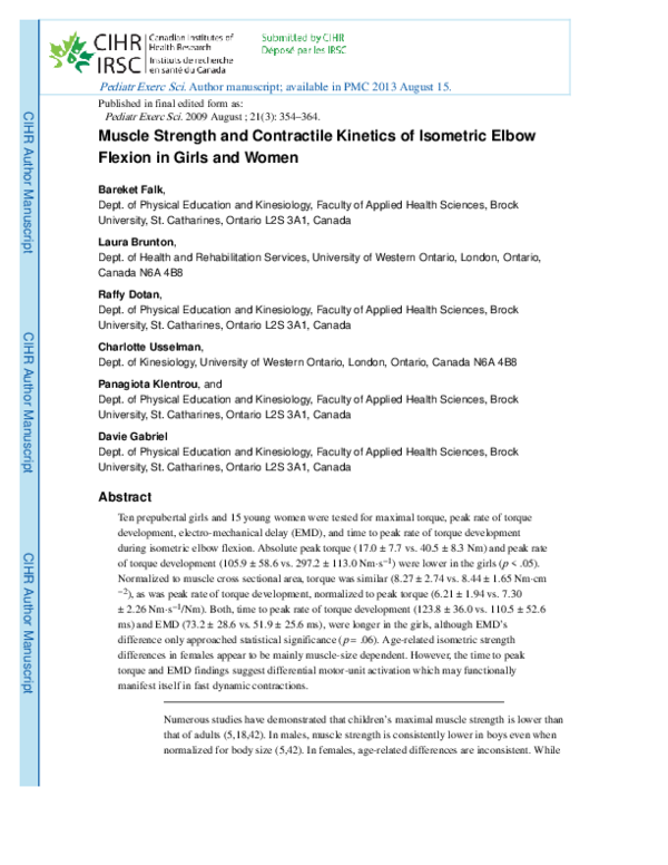 (PDF) Muscle Strength and Contractile Kinetics of Isometric Elbow ...