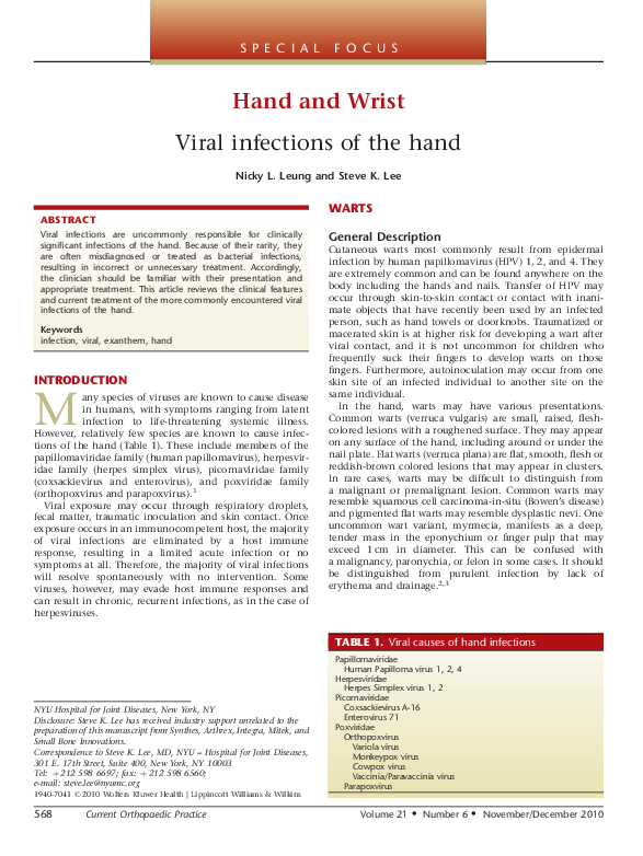 (PDF) Viral infections of the hand | nicky leung - Academia.edu