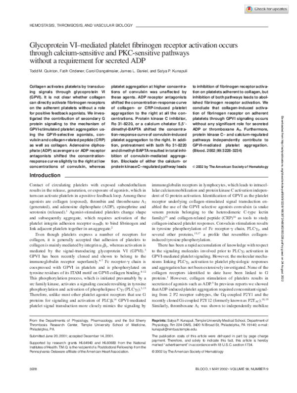 (PDF) Glycoprotein VI–mediated platelet fibrinogen receptor activation ...