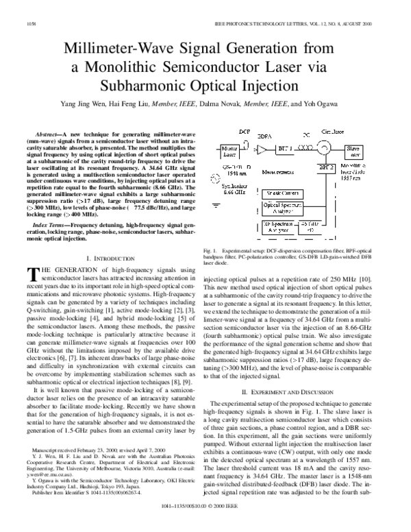 (PDF) Millimeter-wave signal generation from a monolithic semiconductor ...