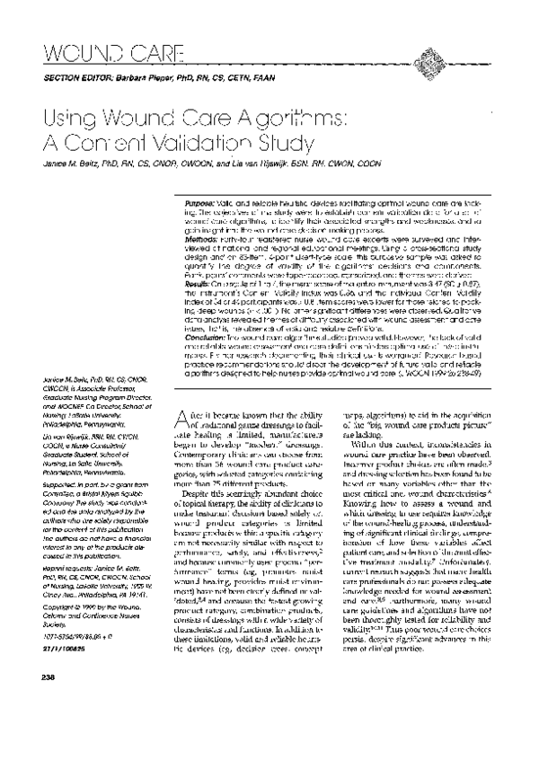 (PDF) Using wound care algorithms: A content validation study*1