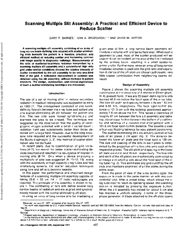 (PDF) Scanning multiple slit assembly: a practical and efficient device to reduce scatter ...