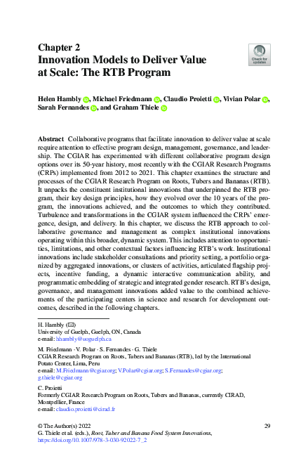 (PDF) Innovation Models to Deliver Value at Scale: The RTB Program