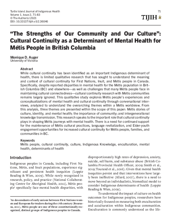 (PDF) “The Strengths of Our Community and Our Culture”