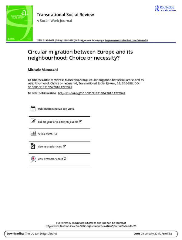 (PDF) Circular Migration between Europe and its Neighbourhood