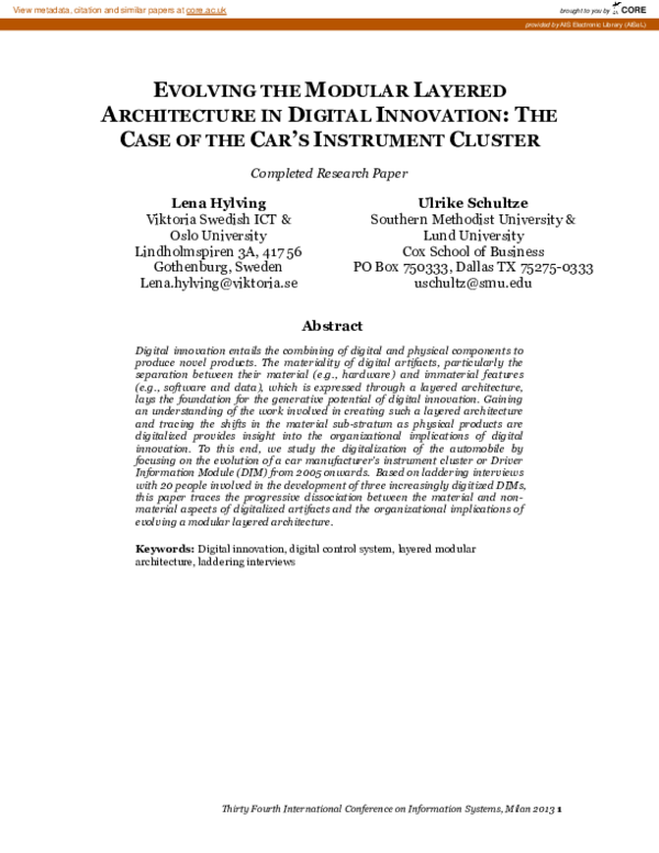(PDF) Evolving The Modular Layered Architecture in Digital Innovation ...