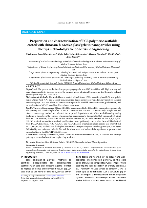 (PDF) Preparation and characterization of PCL polymeric scaffolds coated with chitosan ...