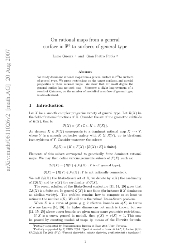 (PDF) On rational maps from a general surface in P^3 to surfaces of general type