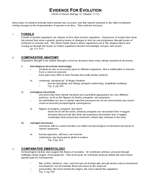 (PDF) The Evidence for Evolution