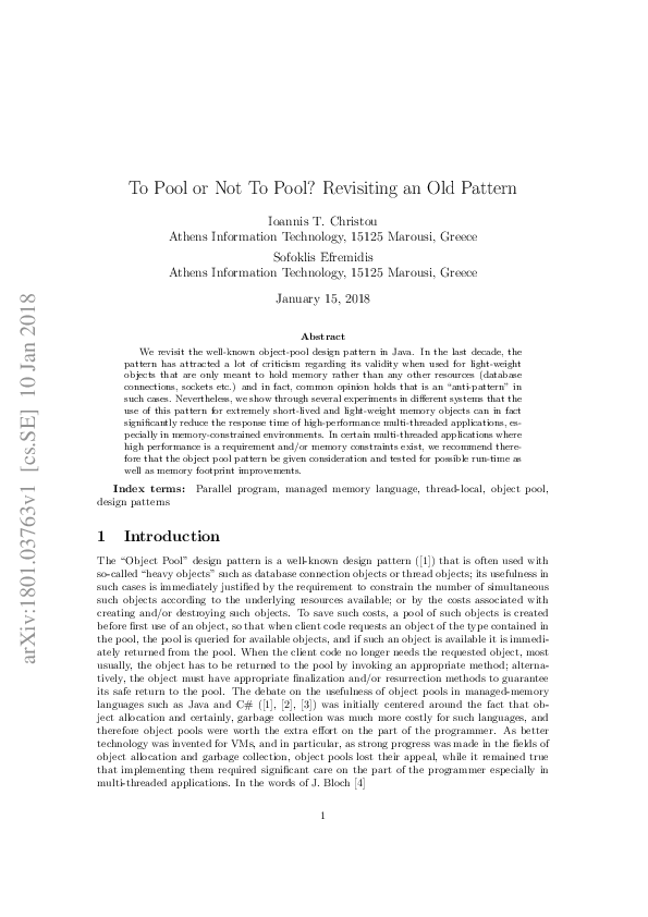 (PDF) To Pool or Not To Pool? Revisiting an Old Pattern