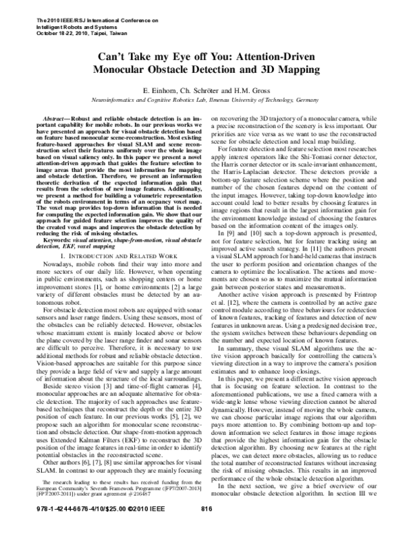 Pdf Cant Take My Eye Off You Attention Driven Monocular Obstacle