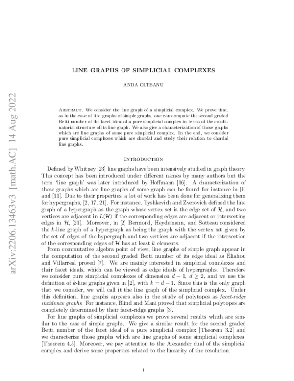 (PDF) Line graphs of simplicial complexes