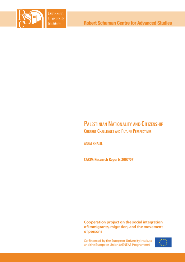 (PDF) Palestinian Nationality and Citizenship: Current challenges and ...