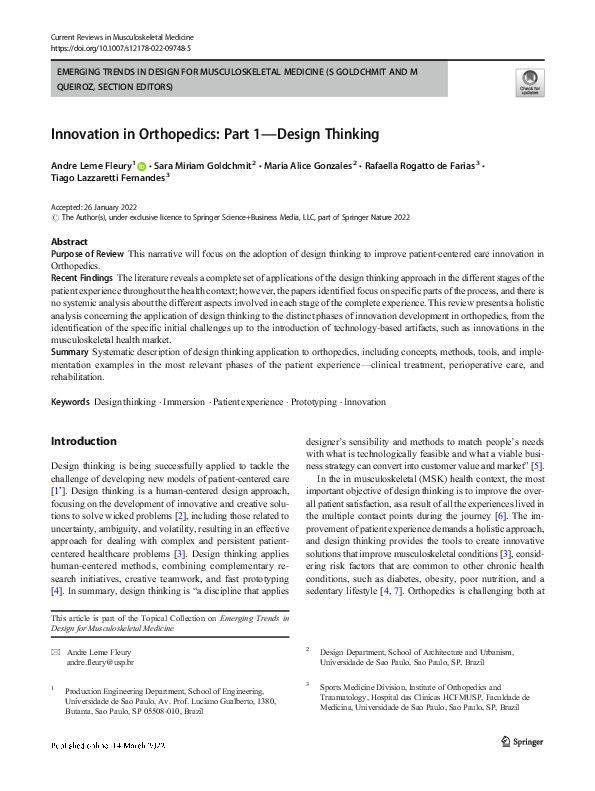 (PDF) Innovation in Orthopedics: Part 1—Design Thinking | Maria Alice ...