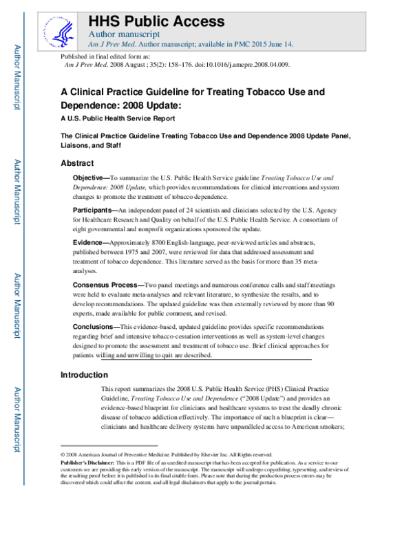(PDF) A Clinical Practice Guideline for Treating Tobacco Use and ...
