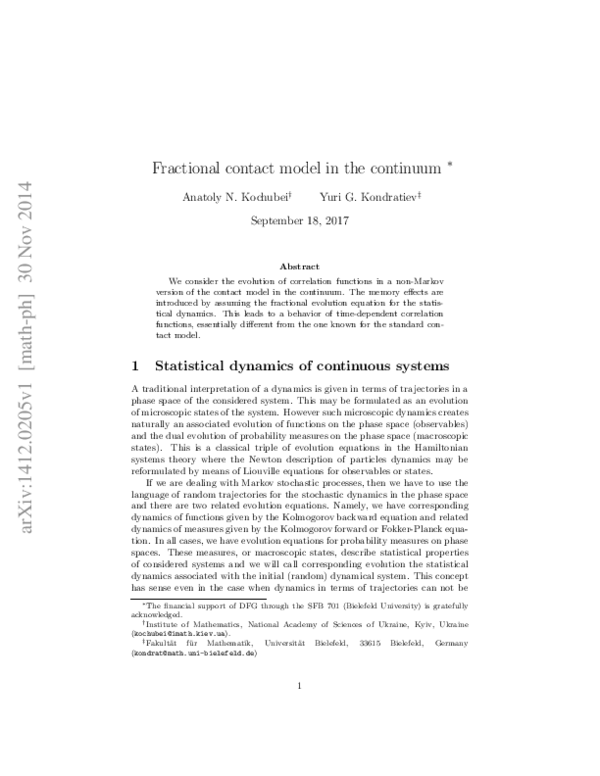 (PDF) Fractional contact model in the continuum