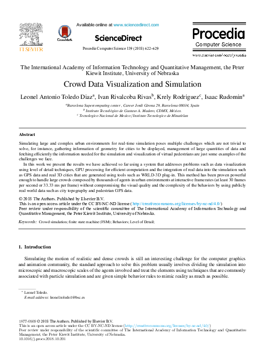 (PDF) Crowd Data Visualization and Simulation