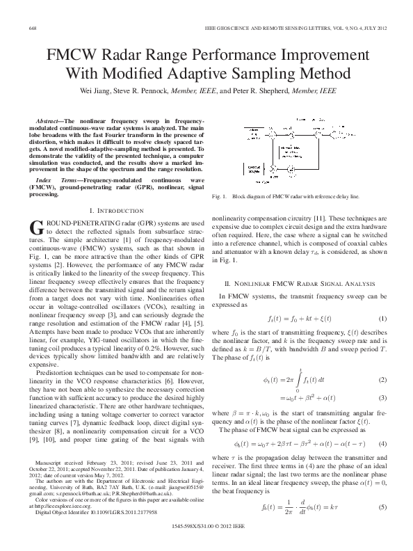 (PDF) FMCW Radar Range Performance Improvement With Modified Adaptive ...